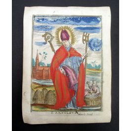 Devotieprentje,-18e-eeuw-Heilige-Arnoldus