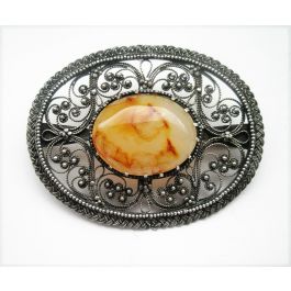 Zilveren broche filigrain , ca. 1930 djokja dutch colonial silver