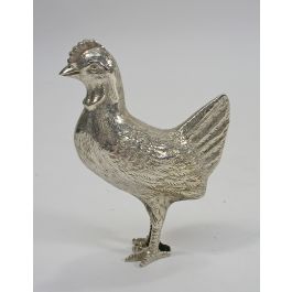 Zilveren miniatuur kip1900